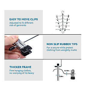 Heavy Duty Pants Skirt Hangers Sapce Saving,Shorts Hanger with Non Slip Adjustable Clips,Durable Trouser Hangers for Jeans, Slacks -8 Pack