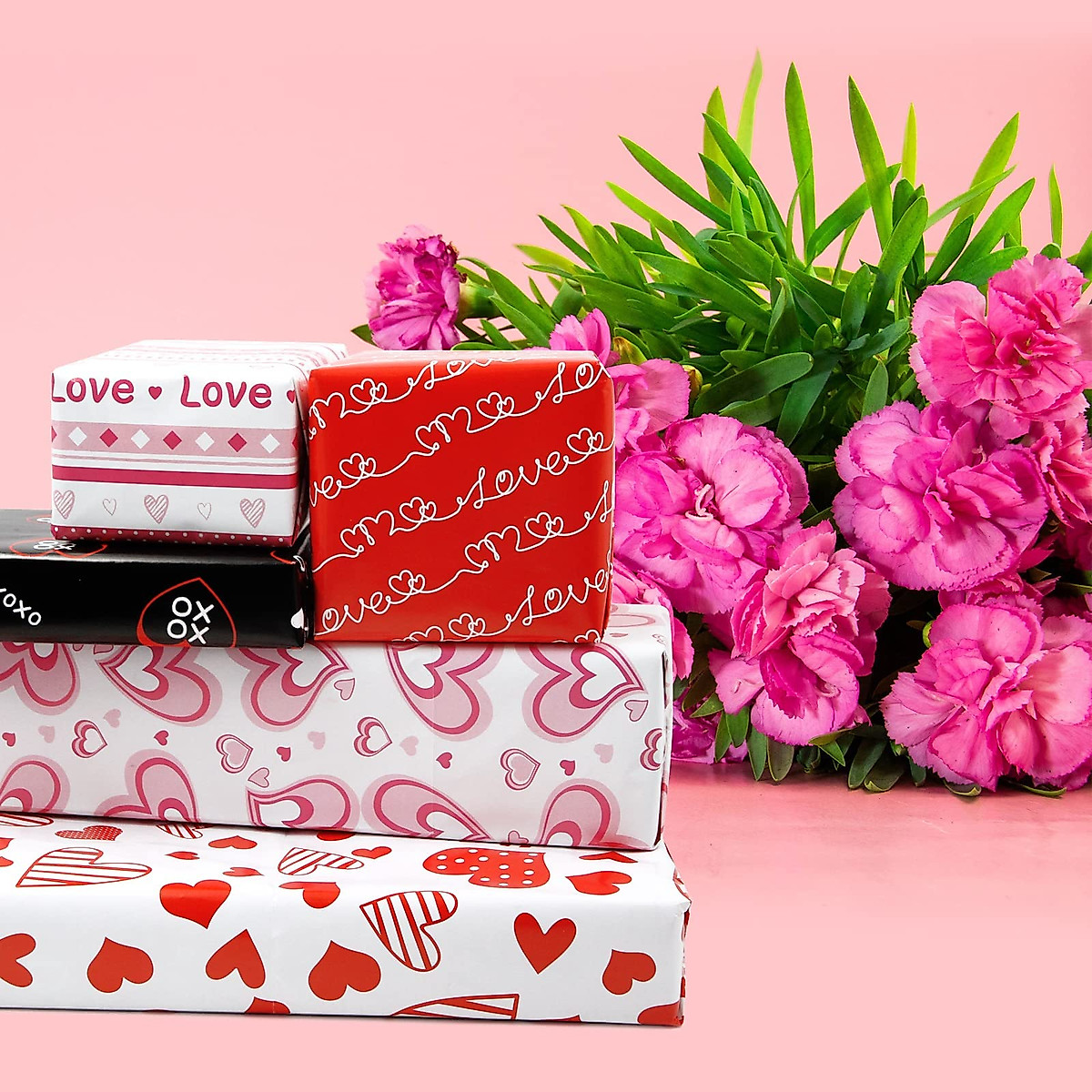 FANCY LAND 10 Sheets Valentine Wrapping Paper Sheets Wedding Valentines Day Gift Wrap Folded Large Sheets 20 X 28 Gift Decoration