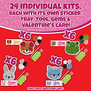 Kids Valentine's Day Cards - Pet Buddies Diamond Painting Kits (24ct)- Each Valentines Card Includes Pet Animal Gem Craft Activity & Sticker- Make Classroom School Exchange Gifts Fun for Boys & Girls