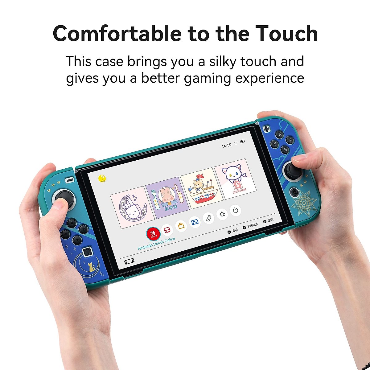 GeekShare Protective Case Slim Cover Case Compatible with Nintendo Switch OLED - Shock-Absorption and Anti-Scratch Skin Case for Switch OLED - Alchemy Cat (for OLED Model)
