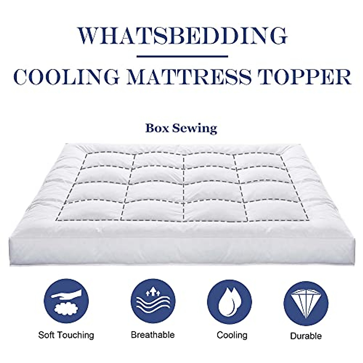 WhatsBedding 5 Inch Goose Down and Feather Bed, Luxury Extra Thick Mattress Topper King Size, Hotel Collection 1900 GSM Overfilled Pillow Top, Hand Made 1200TC Egyptian Cotton Fabric, 78x80 Inch