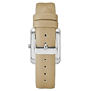 Nine West Women's Japanese Quartz Dress Watch with Faux Leather Strap, Beige, 18 (Model: NW/2117SVTN), Tan/Silver