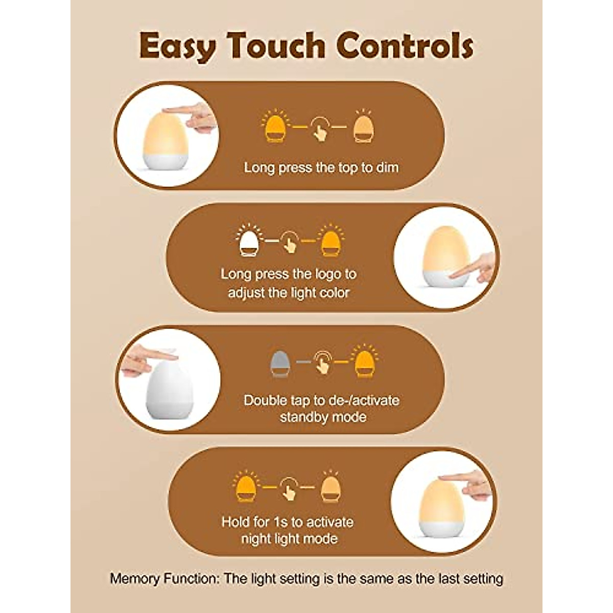 JolyWell Night Lights for Kids with Stable Charging Pad, Touch Control&Timer Setting, ABS+PC Baby Egg Lamp for Breastfeeding，Pink