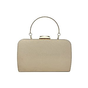 Cirilla Women PU Evening Bag Clutch Purse with Trapezoid lock for Wedding Cocktail Party Banquet (gold)