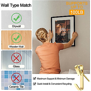 Picture Hanging Kit, 136 Pcs 5 Sizes Picture Hangers Hook Kit Including 10/20/30/50/100 LB, Heavy Duty Hangers Hardware kit with Nails for Picture Frame, Canvas, Mirror Hanging Decoration