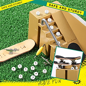 Zhehao 8 Pcs Fingerboard Bearing Wheels Standard Fingerboard Tool Fingerboard CNC Lathed Bearing Fingerboard Screwdriver and 2 Pcs Nut Driver for 34 mm Wide Decks Finger Skateboard Trucks (White)