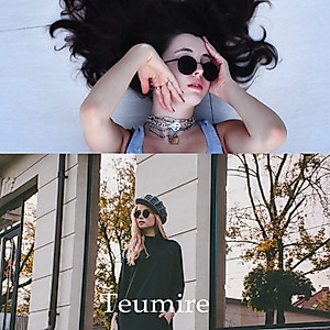 Retro Small Round Polarized Sunglasses for Men Women Circle Hippie Style Sun Glasses (Black Frame/Black Lens)