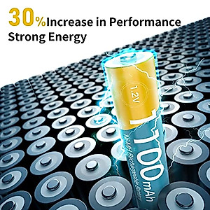Deleepow 1.2V Rechargeable AAA Batteries 1100mAh Nimh AAA Rechargeable Batteries 8-Pack Gold-Plated Anode with USB-C and Micro USB 2 Charge Port LCD Charger