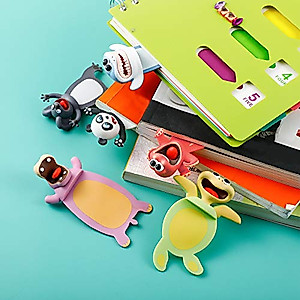 6 Pieces Wacky Bookmarks Animal Bookmarks 3D Squashed Bookmarks for Kids Students Teachers, Funny Bookmark for Reading (Mixed Style)