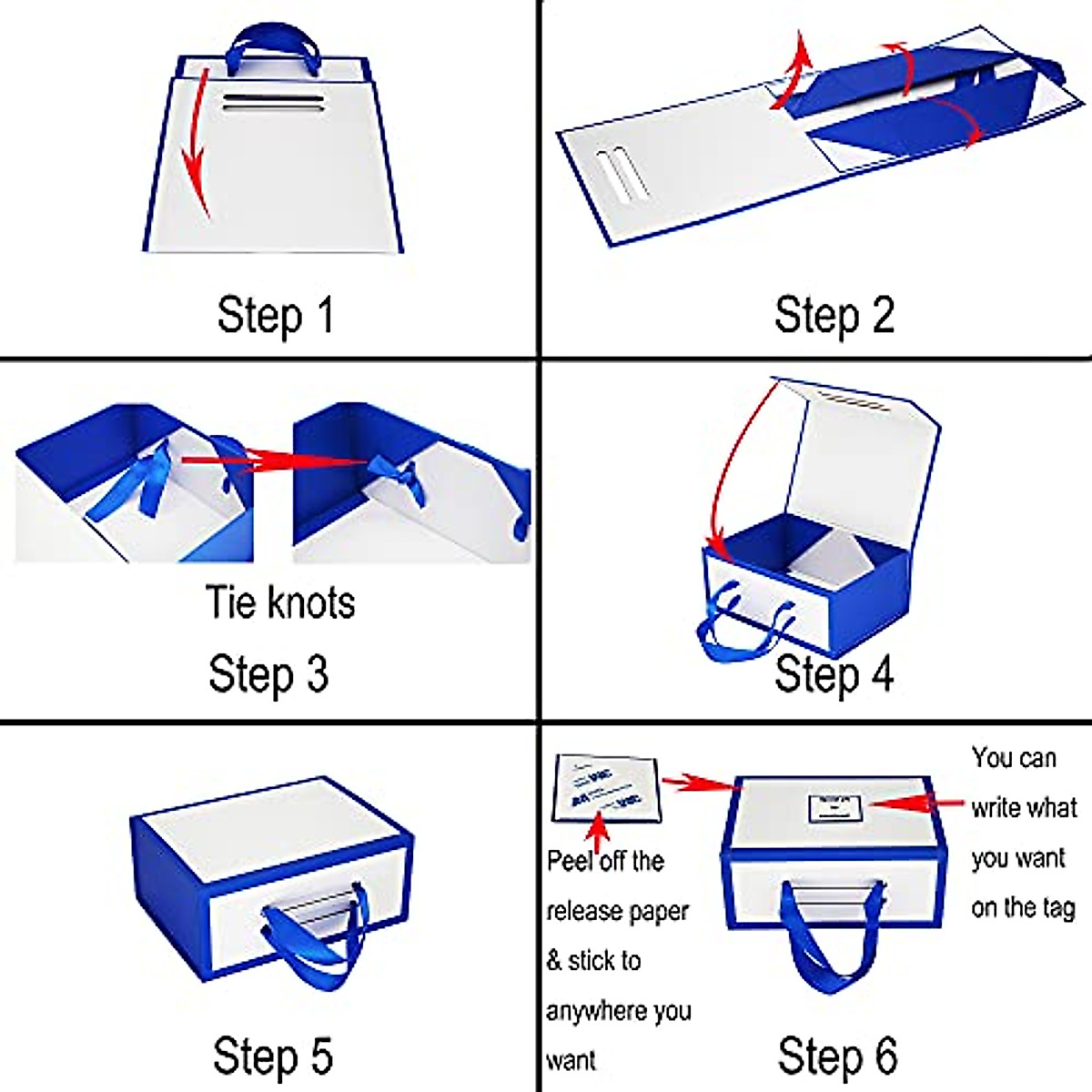 Indaly Gift Box (9.4×7×3.9 Inches) with Ribbon,Blue Gift Box,Wedding Birthday Bridesmaid Proposal and Baby Bridal Shower Anniversaries Fsa Gift Box Include a Tag