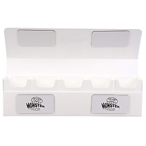 Monster Protectors Magnetic Five Deck Box - White, Holds 375 Gaming TCGs, Self-Locking Closure, Compatible w Standard & Smaller Size Gaming Trading Cards, Removable Construction