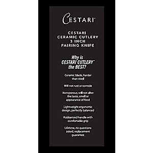 Advanced Ceramic Paring Knife - 4 Inch Blade Never Needs Sharpening - Premium Kitchen Knife with Sheath and Magnetic Gift Box - Black Mirror Finish