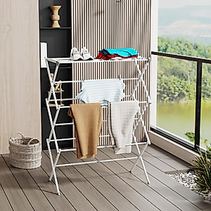 SsngygHme Drying Rack for Laundry, Foldable Clothes Drying Rack, Small Collapsible Dry Rack for Clothes, Use for Indoor & Outdoor Drying Clothes, 40"x29"x14.5"(White)