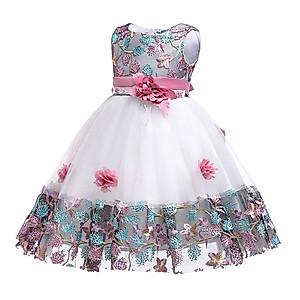 NSSMWTTC Flower Girls Dresses Frocks Child Easter Pageant Party Baby Toddler Easter A Line Dress 9M 12 Months (Pink,12M)