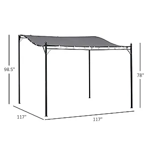 Outsunny 10' x 10' Steel Outdoor Pergola Gazebo, Patio Canopy with Weather-Resistant Fabric and Drainage Holes for Backyard, Deck, Garden, Gray