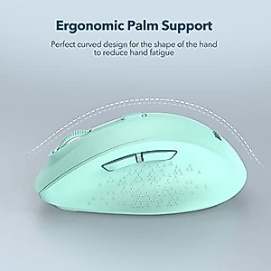 WisFox Bluetooth Mouse, Silent Wireless Mouse Come with 2 Modes (Bluetooth 3.0/5.0 + USB), Multi-Device Portable Cordless Mouse for Laptop, iPad, MacOS, PC, Windows, Android (Mint Green)