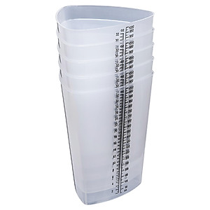 Plastic Graduated Triangular Intake Output Container [5 Pack] 32 Ounce Three-Sided Translucent Laboratory Beaker for Measuring and Mixing - Clear Markings in oz and cc - for Specimen, Paint and Epoxy