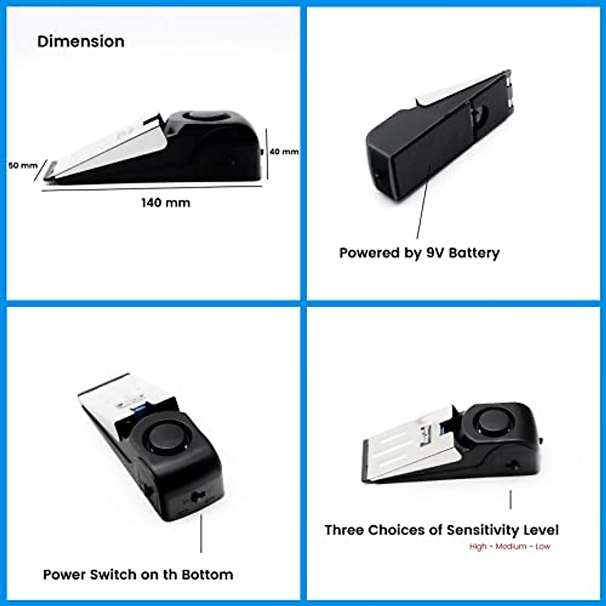 AVAHISTA Ultimate Home Security Bundle 3-in-1 Portable Door Lock Door Stop Alarm 2 Sets of Door/Window Sensor Alarms Heavy Duty Protection for Travel. Home/Apartment Security Package