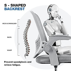 Drafting Chair - Tall Office Chair for Standing Desk Mesh Chair with Mid-Back and Height Adjustable Swivel Chair with Lumbar Support and Flip-up Armrests for Adults