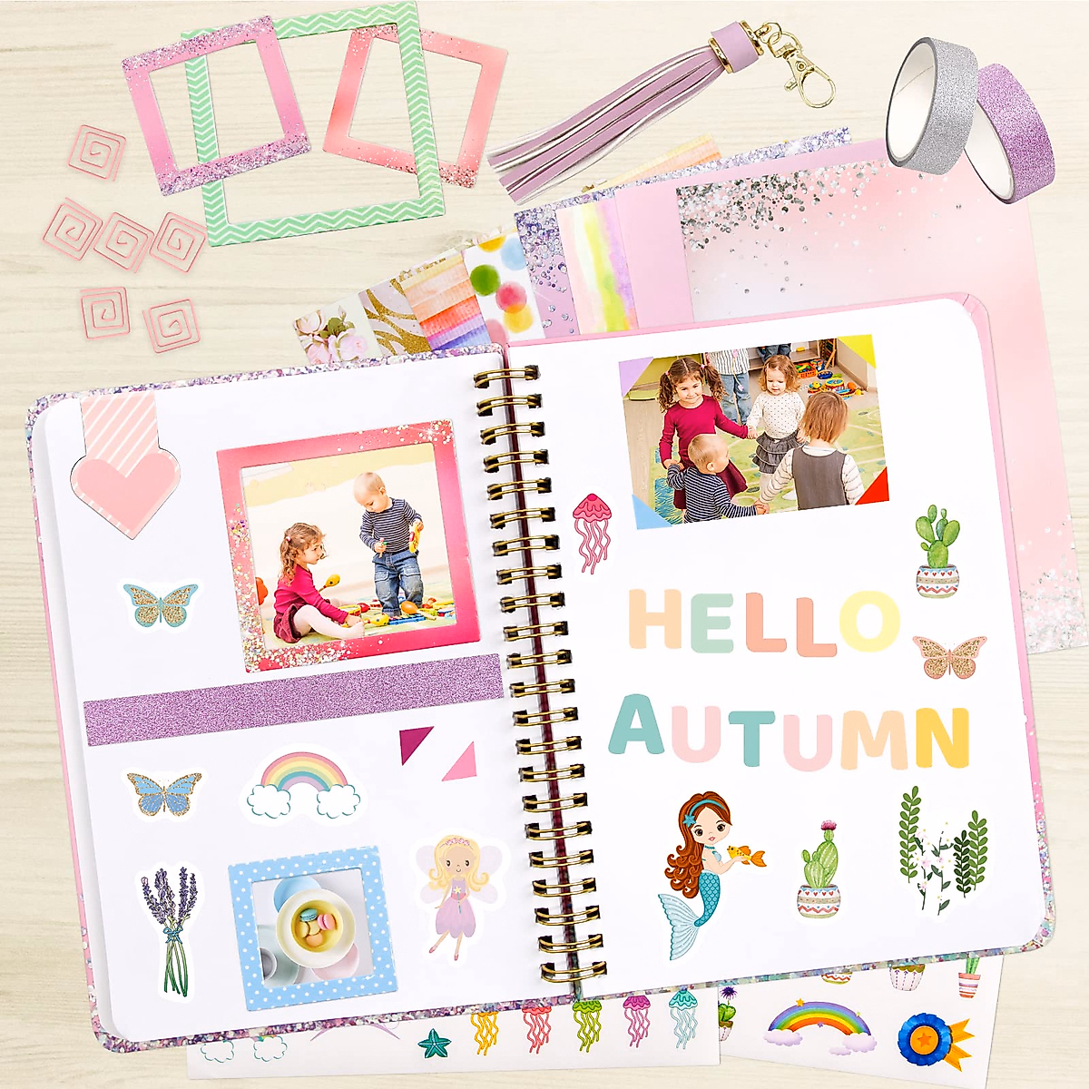 ceiba tree DIY Journal Kit Arts & Crafts Gifts for Teen Girls Ages 8-14 Journaling Scrapbooking Diary Supplies Scrapbook Kit Birthday Gift Ideas for 8, 9 Year Old Girls Kids Teens