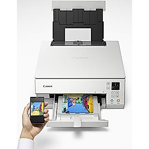 Canon TS6320 All-in-One Wireless Color Printer with Copier, Scanner and Mobile Printing, White, Works with Alexa