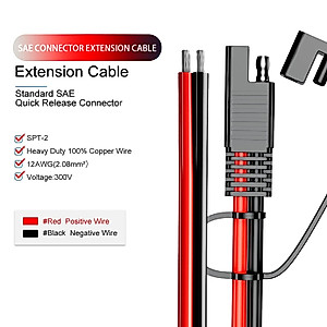 2Pack Solar Cable Extension, BERLAT 14Awg 30Cm Automotive Dc Power Extension for Solar Battery Connection and Transfer, and Automotive Batteries Transfer etc-with Protective Cover