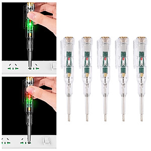 5Pcs Electrical Tester Pen Multi Functional Household Pocket Electricity Circuit Detector with LED Color Light 70-250V Used for Neutral Live Wire Judgment, Line on off Detection