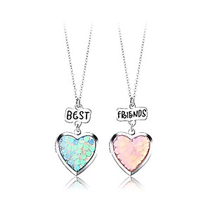 Kefley Heart Locket Necklace for Best Friends Matching Friendship Necklaces for 2 Girls Bff Birthday Christmas Gifts for Girl Bestie Necklace for Friends Sweet Gifts for Girls