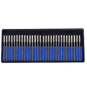 3mm Diamond Drill Bit Jewelry Beach Sea Glass Shells Gemstones 1/8 inch Tip Bur Shank Dremel Compatible Burr Lapidary 30 Pieces Case Set