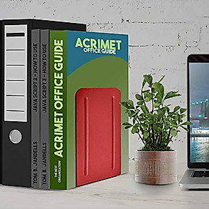 Acrimet Premium Metal Bookends (Heavy Duty) (Red Color) (1 Pair)