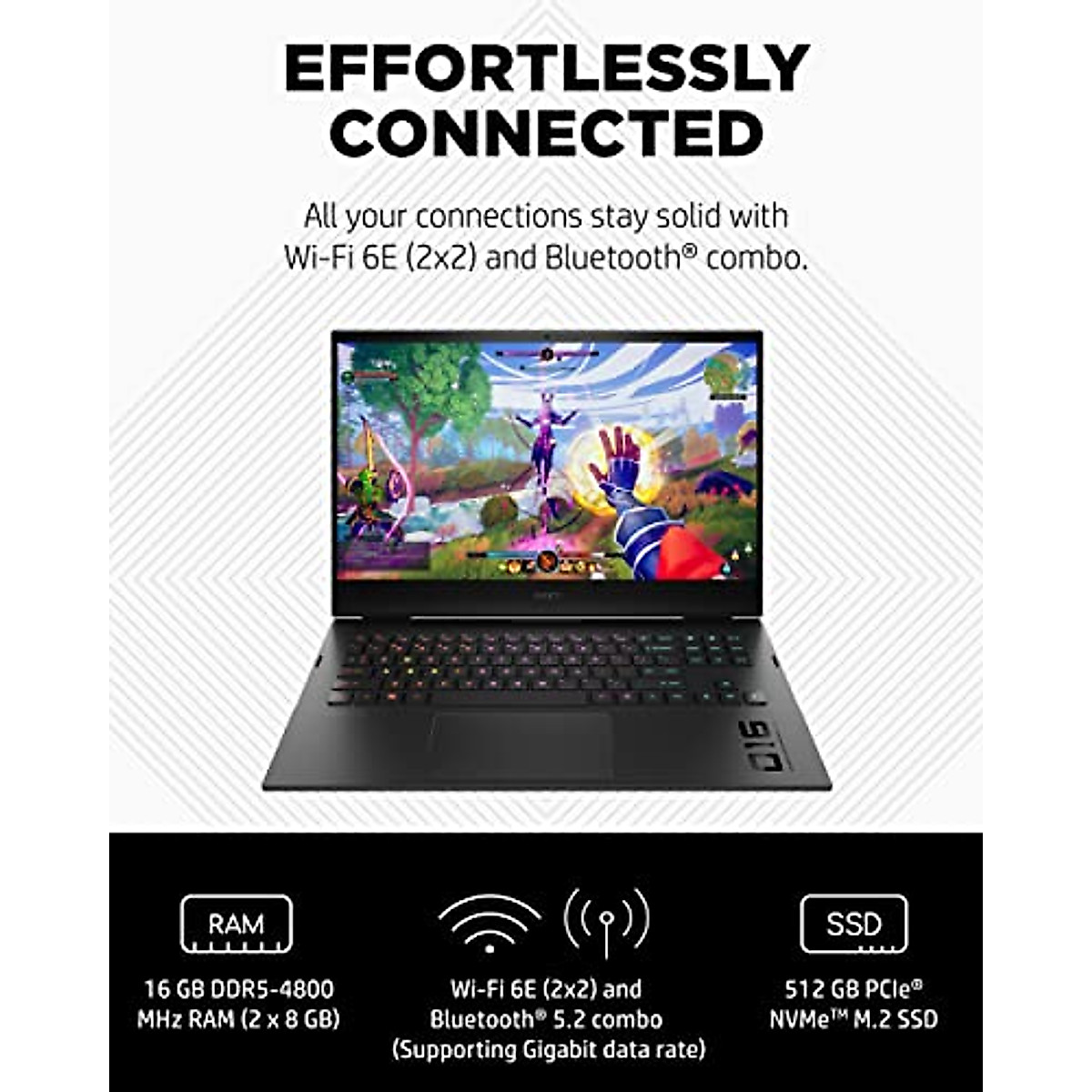 HP OMEN Laptop 16, NVIDIA GeForce RTX 3070, 12th Gen Intel Core i7-12700H, 16 GB RAM, 512 GB SSD, Quad HD IPS Display, Windows 11 Home, RGB Backlit Keyboard, Enhanced Thermals (16-b1020nr, 2022)