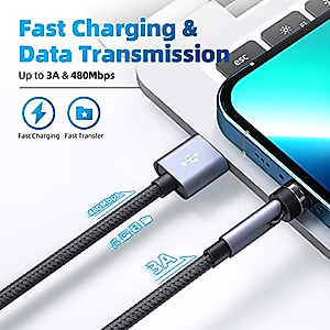 540° Rotation Magnetic Charging Cable, 3 in 1 Magnetic Phone Charger [4-Pack, 3ft/3ft/6ft/10ft] 3A Fast Charging Cable Support Data Transfer USB Magnet Charger Cable for iPhone/Micro USB/Type C Device