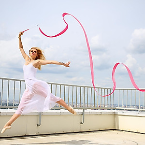 Aneco 24 Pieces Dance Ribbons Streamers Rhythmic Gymnastics Ribbon Wands Artistic Dancing, Baton Twirling, 24 Colors