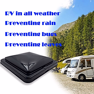 HTTMT- 1Pc Black 14" x 14" Replacement Impact-Resistant Universal Motorhome RV Roof Vent Lid Cover Camper RV Trailer Fresh Air Ventilation Wind [P/N: ET-CAR-FIX018A-BK]