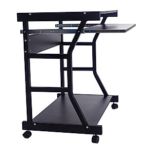 XMLYEC Moveable Four-Wheel Computer Desk Black,Small Space Computer Desk, Home Office Desk, Heavy Duty Multipurpose Table, Study Desk Workstation