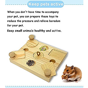 MUYG Wooden Hamster Foraging Toys,Enrichment Foraging Toy Guinea Pig Interactive Hide Treats Puzzle Snuffle Game Small Animal Chew Toys for Chinchilla Rat Bunny Hedgehog Gerbils