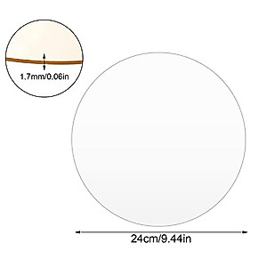 QEEYON 4Pcs Clear Acrylic Sheets, 9.44" Dia Round Plexiglass Sheets Disc 0.07" Thinckness Transparent Plexiglass Panels for Craft Cake Decor Painting Sign Blank DIY Display Project