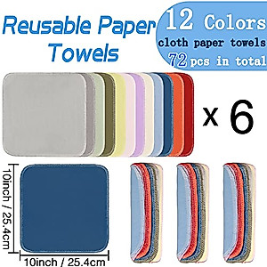Liengoron 72PCS Reusable Paper Towels Washable Roll with 1PCS Paper Towel Holder Reusable Cloth Paper Towels Washable Absorbent Reusable Paper Towel Replacement Cloth