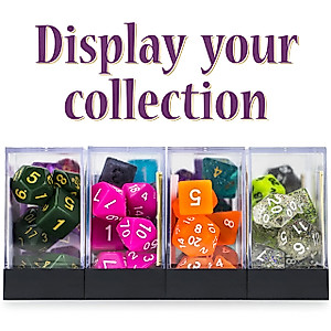 Wiz Dice Dragonberry Set of 7 Polyhedral Dice, Solid Neon Magenta Pink Tabletop RPG Dice with Clear Display Box