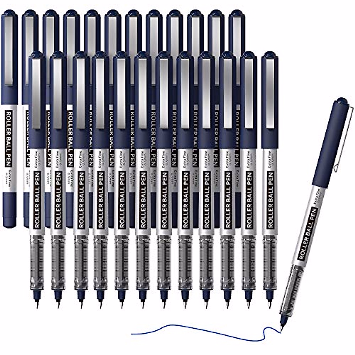 Shuttle Art RollerBall Pens, 25 Pack Blue Fine Point Roller Ball Pens, 0.5mm Liquid Ink Pens for Writing Journaling Taking Notes School Office