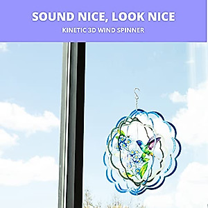 VP Home Floral Hummingbird Kinetic Wind Spinner for Yard and Garden Wind Spinner Outdoor Metal Large Hanging Hummingbird Decor 3D Garden Art Wind Sculpture Spinners Outdoor Hanging Decor, 12 inchW x 15 inchH