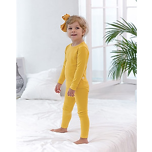 AVAUMA Baby Boys Girls Pajama Set Kids Toddler Snug fit Basic Cotton Sleepwear pjs for Daily (Yellow-2 JS)