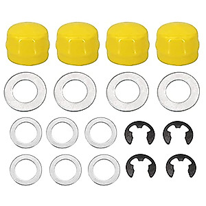 kipa Front Wheel Axle Hardware Kit Replacement for John Deere M143338 GX21931 R27434 Z9972H M123254 Hub Caps Thrust Washers E-Clips Pack-4