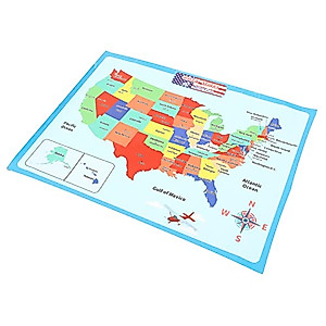2 Sheets United States Map Usa Map Cartoon Posters Educational Map Poster Classroom Geography Poster Wear-resistant Geography Poster Synthetic Paper Hanging Pictures Cartoon