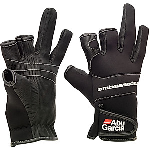 Abu Garcia Fishing Gloves 3 Half-Finger Breathable Anti-Slip Glove Neoprene (Medium)