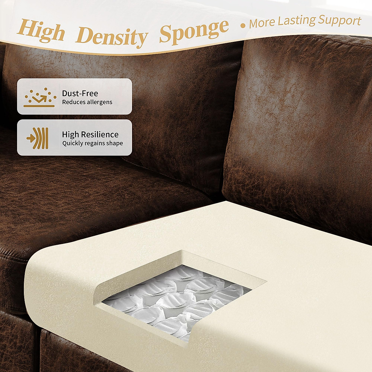 XIZZI 100" Mid Century Modern Sectional Sofa Couch,L Shaped Suede Fabric Couch for Living Room,Comfy 3 Seat Reversible Chaise Corner Couch for Apartment Office (Dark Brown)