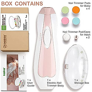 haakaa Baby Nail Trimmer Electric Safe Baby Nail Clippers Baby Nail File Kit Manicure Set, Trim Polish Grooming kit for Newborn Toddler or Adults Toes Fingernails, 6 Grinding Heads and LED Light, Pink