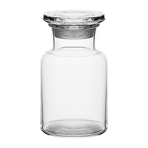 EISCO Reagent Bottle, 125ml - Wide Neck - Includes Tight Fitting Glass Stopper - Soda Glass Labs