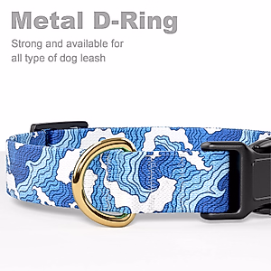 Rnivvi Dog Collar for Small Dogs, Cute Heavy Duty Adjustable Puppy Collar with Quick Release Buckle for Boy Girl & Female, Pet Accessories for Walking Running, S Length 3/4" Width, Japanese Style Wave