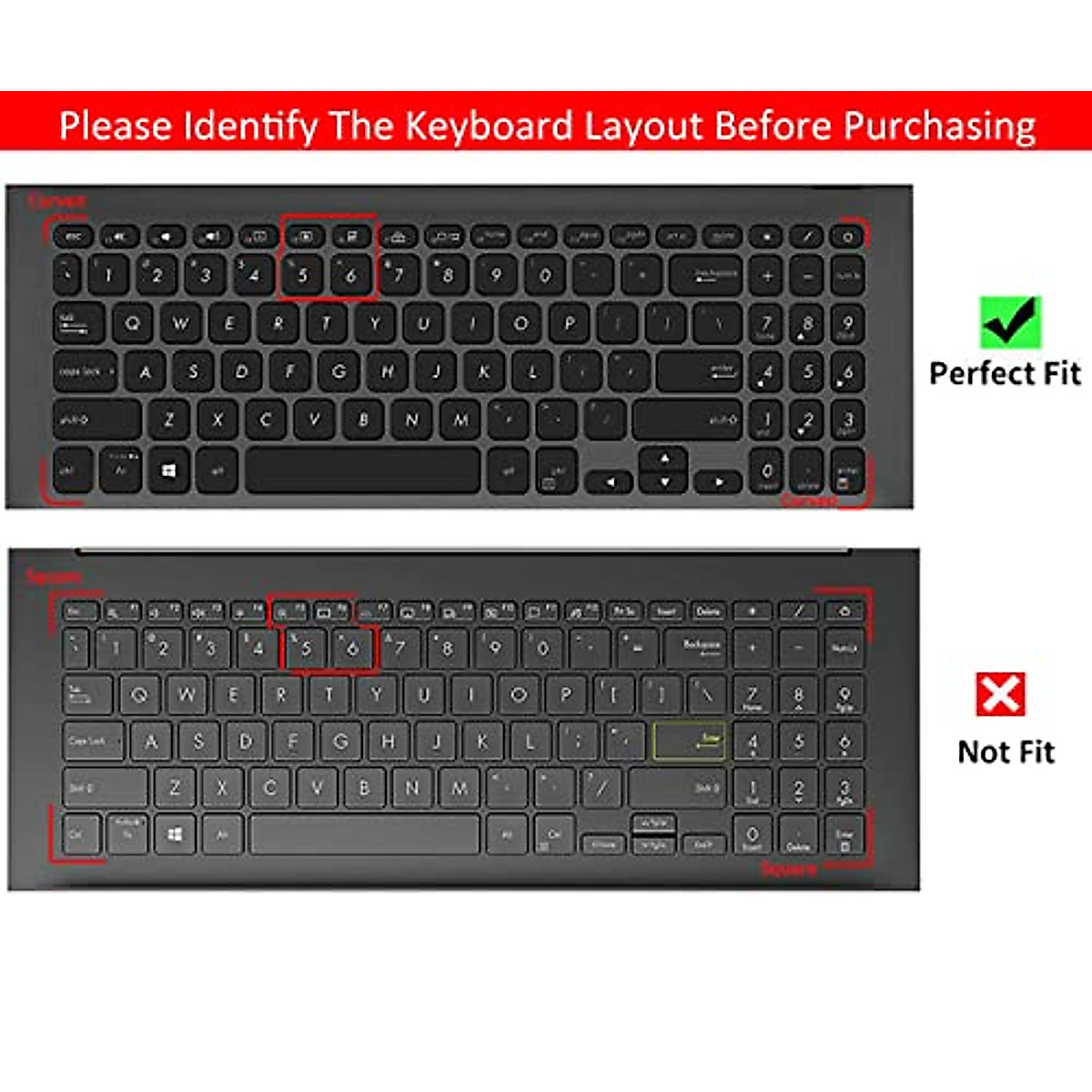 Keyboard Cover for ASUS VivoBook F512DA F512FA F512JA X512FA X512DA X515JA / ASUS VivoBook S512 S530UA S530FA Keyboard Cover Skin, ASUS VivoBook 15.6 inch Laptop Accessories, Black